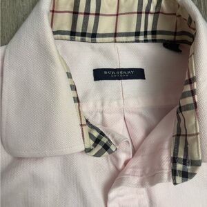 Burberry | Tops | Burberry Light Pink Shirt With Plaid Collar | Poshmark